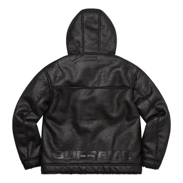 Supreme Faux Shearling Hooded Jacket - Black