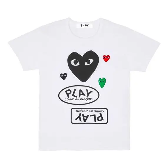 Play Comme Des Garcon Multi Heart T-shirt - White/black