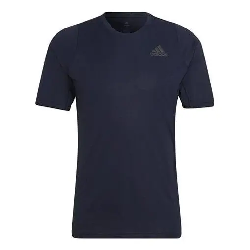 Adidas Solid Color Logo Athleisure Casual Sports Round Neck Short Sleeve Navy Blue T-shirt - Multi-color