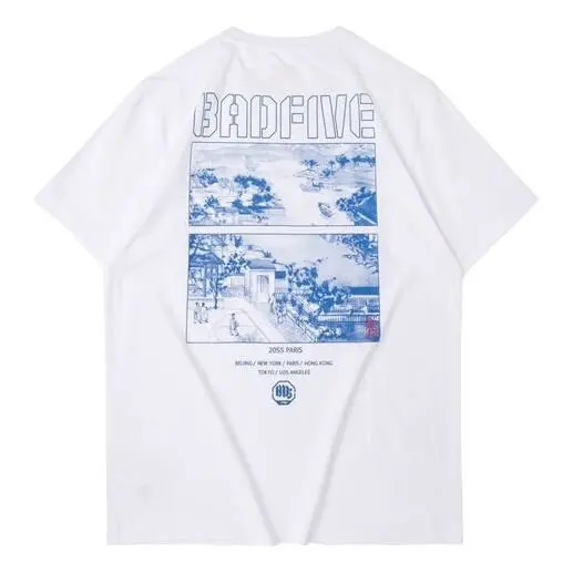 LI-NING Bad Five Sports Short Sleeve Tee 'white Blue - White/blue