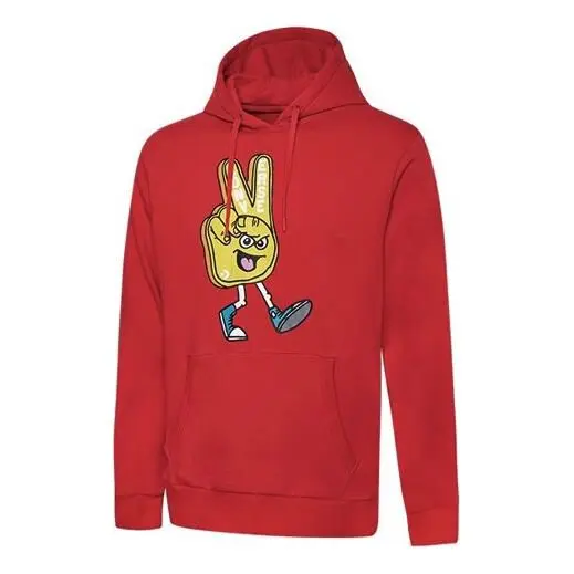 CONVERSE Finger Letter Print Hooded Drawstring Sweatshirt - Red