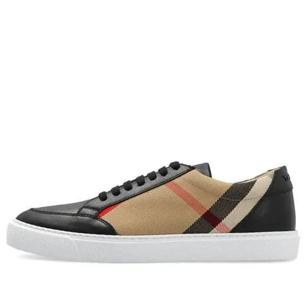 Burberry 25 Check And Leather Lace-up Sneakers - Black
