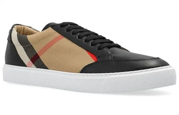 Burberry 25 Check And Leather Lace-up Sneakers - Black