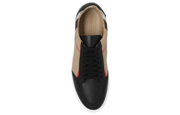 Burberry 25 Check And Leather Lace-up Sneakers - Black