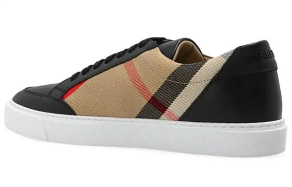 Burberry 25 Check And Leather Lace-up Sneakers - Black