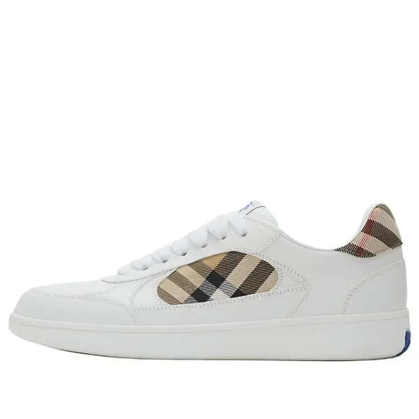 Burberry 26 Leather And Check Terrace Sneakers - White/sand