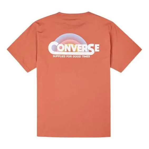 CONVERSE Rainbow Logo Printing Knit Sports Short Sleeve - Red