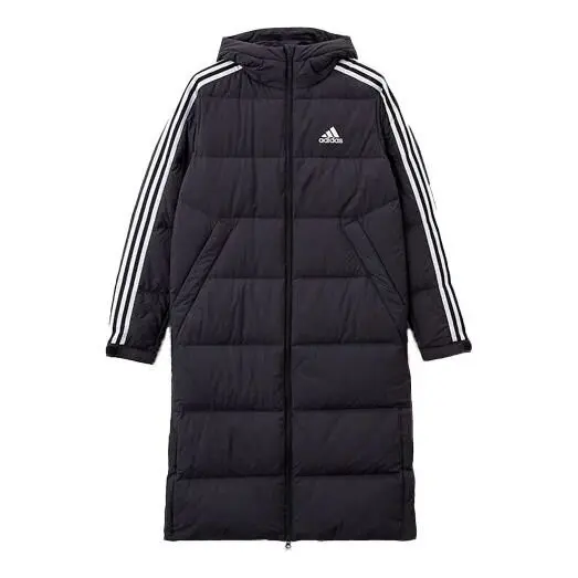 Adidas Long Down Puffer Jacket With Hood - Black