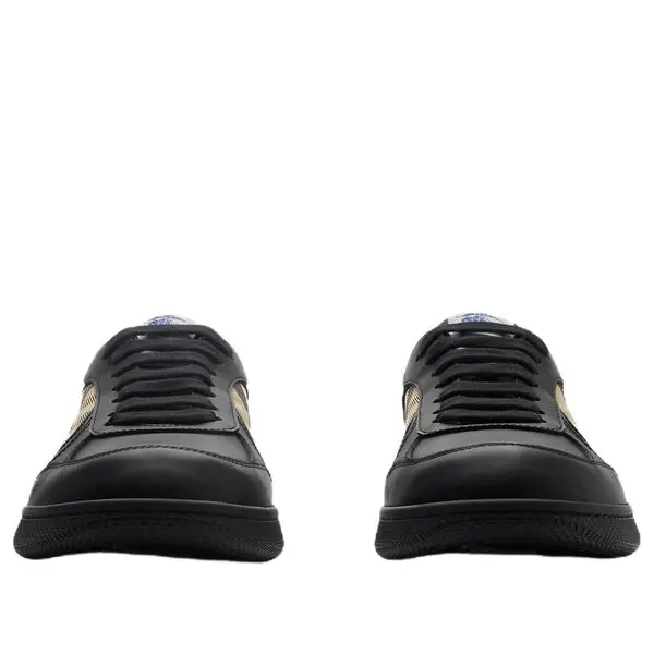 Burberry 26 Leather And Check Terrace Sneakers - Black/sand