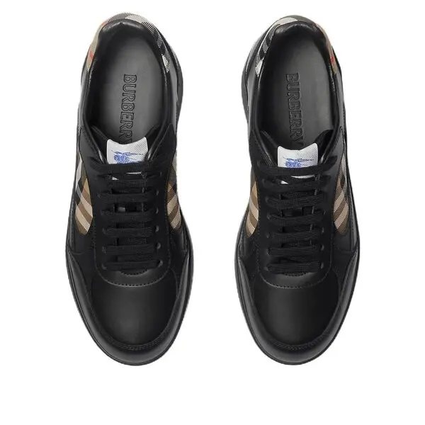 Burberry 26 Leather And Check Terrace Sneakers - Black/sand
