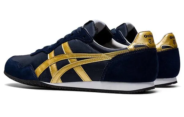 Onitsuka Tiger Serrano "midnight Pure Gold" Retro Sport Shoes - Blue/gold