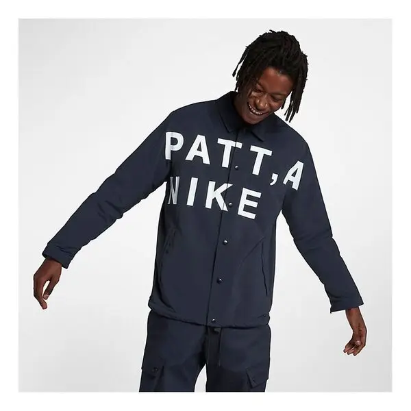 Nike X Patta Coach Jacket - Dark Obsidian