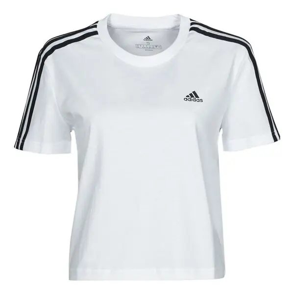 Adidas Essentials Loose 3-stripes Cropped T-shirt - White/black