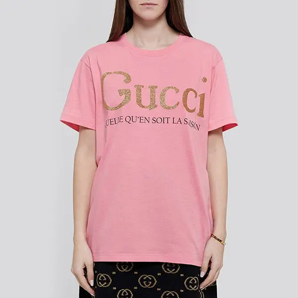 Gucci Bronzing Alphabet Short Sleeve T-shirt - Pink