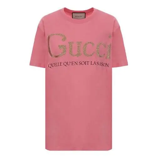 Gucci Bronzing Alphabet Short Sleeve T-shirt - Pink