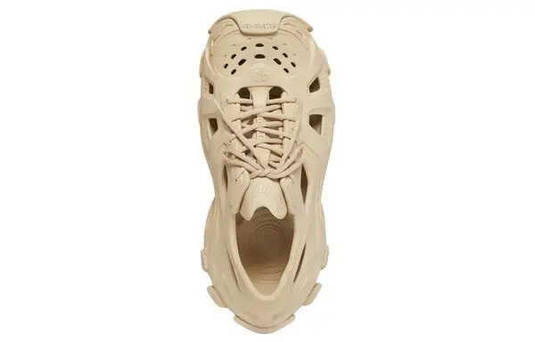 Balenciaga Lace Up Cut Out Sneakers - Beige
