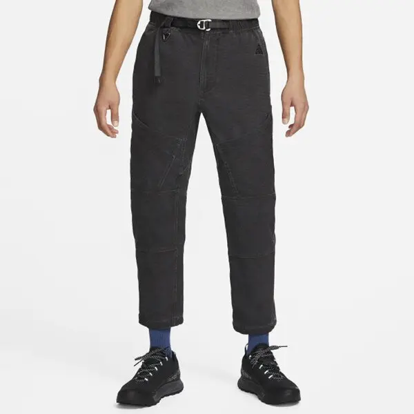 Nike Ease Solid Color Loose Lacing Cropped Casual Pants - Black
