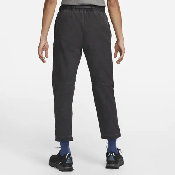 Nike Ease Solid Color Loose Lacing Cropped Casual Pants - Black