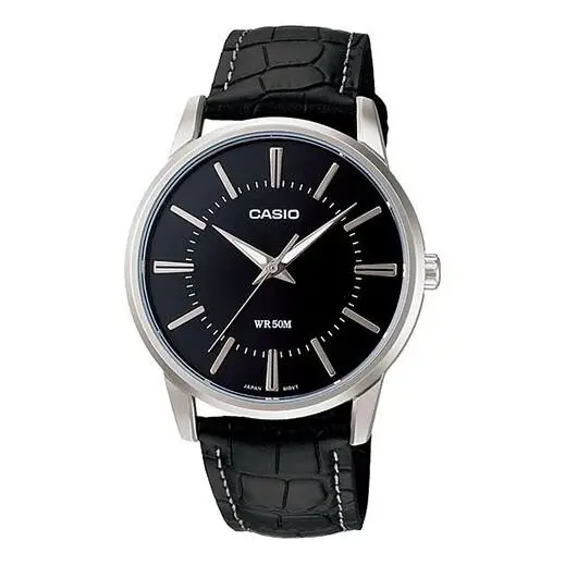 Casio Analog Leather Watch - Black