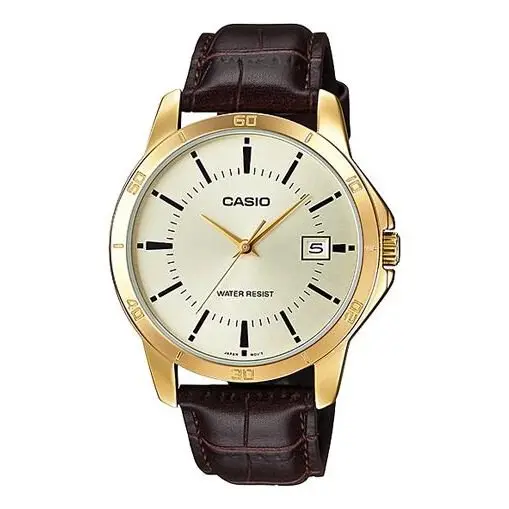 Casio Dress Series Analog Quartz Watch With Leather Strap - Red