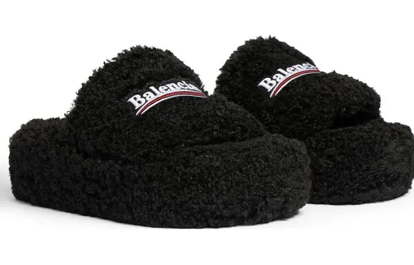 Balenciaga Furry Platform Slides