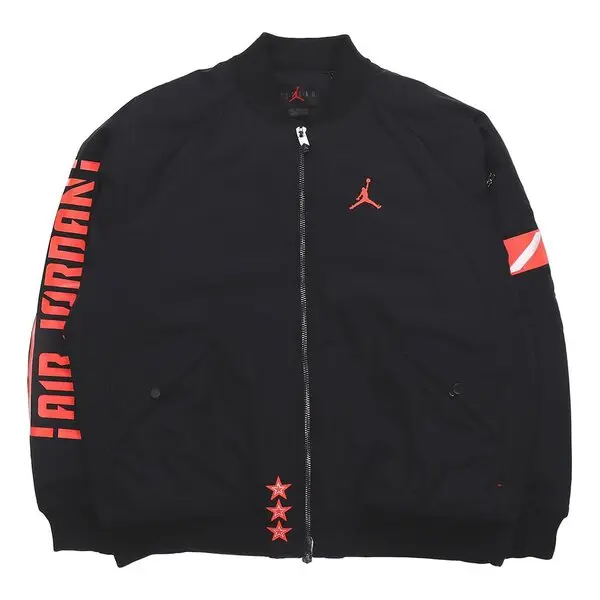 JORDAN Air Stand Collar Long Sleeve Bomber Jacket - Black