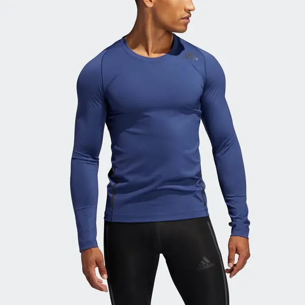 Adidas Ask2 Prm Tee Ls Training Sports Slim Fit Round Neck Long Sleeves Indigo T-shirt