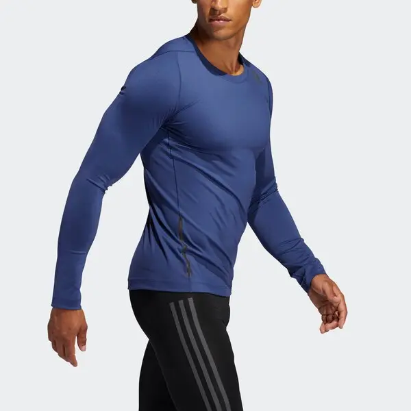 Adidas Ask2 Prm Tee Ls Training Sports Slim Fit Round Neck Long Sleeves Indigo T-shirt