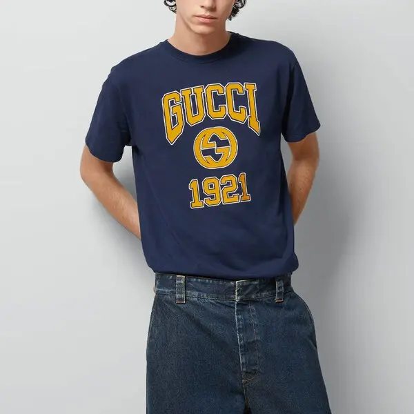Gucci Cotton Jersey Printed T-shirt - Blue