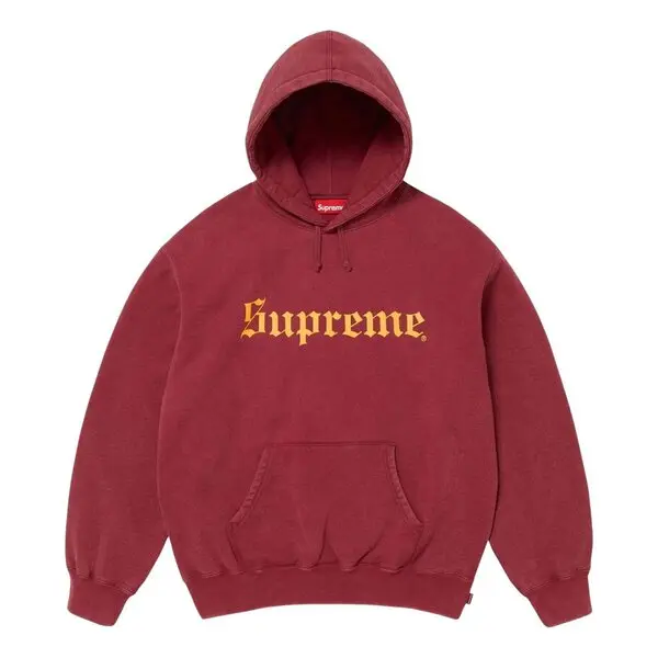 Supreme Washed Old English Hooded Sweatshirt - Cardinal