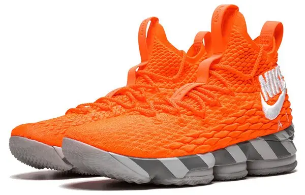 Nike Lebron 15 "orange Box" Pe Athletic Sneakers - Orange/grey