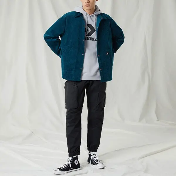 CONVERSE Corduroy Button Shirt Asia Sizing - Blue