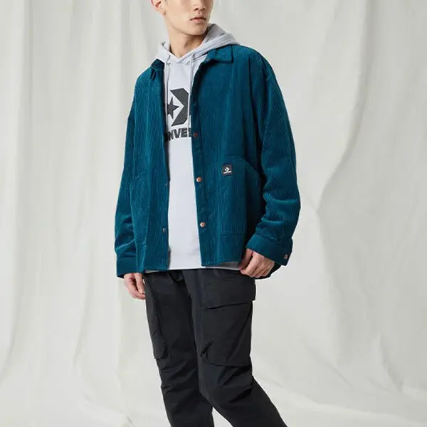 CONVERSE Corduroy Button Shirt Asia Sizing - Blue