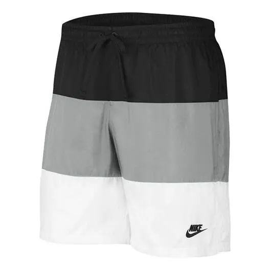 Nike Color-blocked Woven Casual Shorts - Blackwhitegray