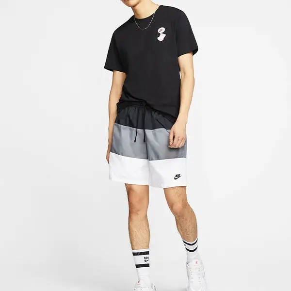 Nike Color-blocked Woven Casual Shorts - Blackwhitegray