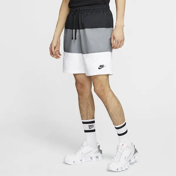 Nike Color-blocked Woven Casual Shorts - Blackwhitegray