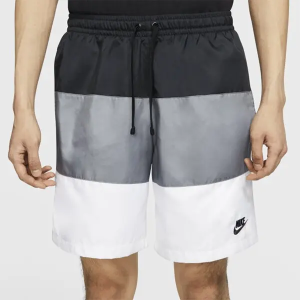 Nike Color-blocked Woven Casual Shorts - Blackwhitegray