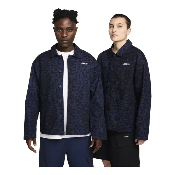 Nike Leopard Print Utility Jacket - Blue