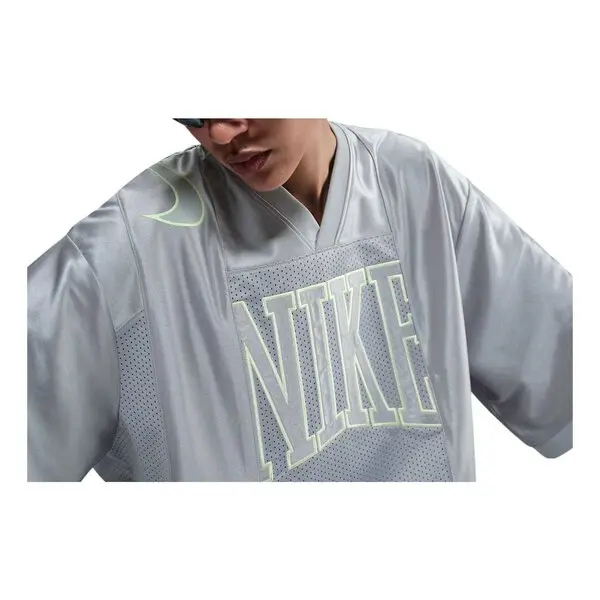 Nike Oversized Graphic Jersey Top - Lt Smoke Grey/barely Volt