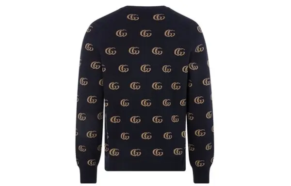 Gucci Double G Jacquard Wool V-neck Sweater