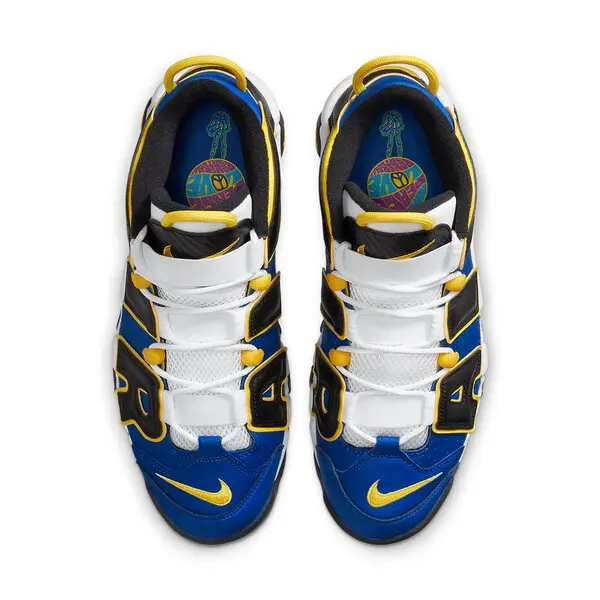 Nike More Uptempo "peace, Love, And Basketball" Sneakers - Black/yellow/blue
