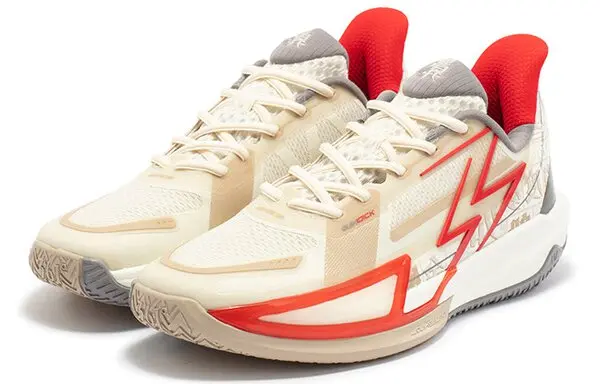 361 DEGREES Big3 4.0 Quick Movable Type Printing Sneakers - Beige/grey/red