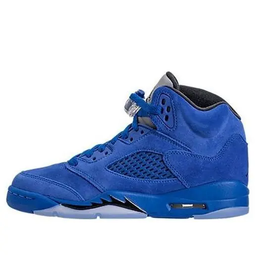 JORDAN Air 5 Retro Suede High Top Sneakers - Blue