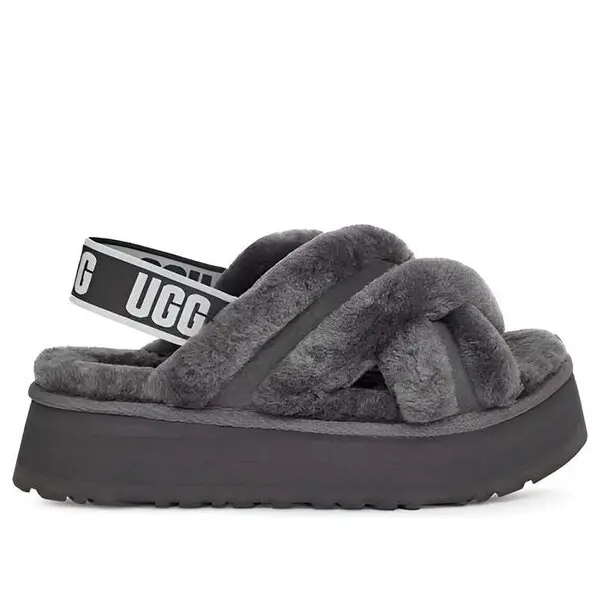 UGG Disco Cross Slide - Charcoal Grey