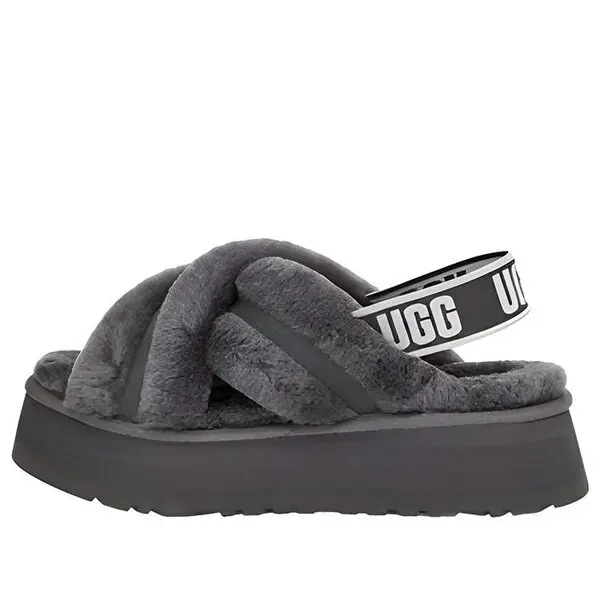 UGG Disco Cross Slide - Charcoal Grey