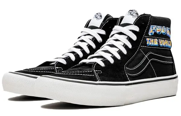 VANS Supreme X Sk8-hi "fuck The World" High Top Sneakers - Black