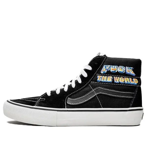 VANS Supreme X Sk8-hi "fuck The World" High Top Sneakers - Black