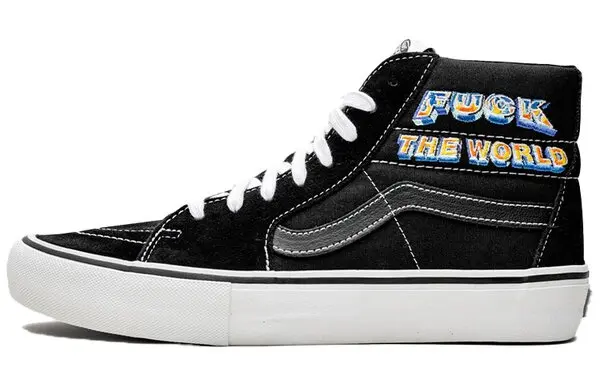 VANS Supreme X Sk8-hi "fuck The World" High Top Sneakers - Black