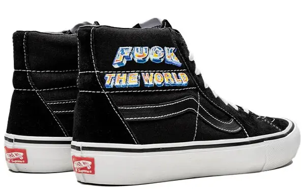VANS Supreme X Sk8-hi "fuck The World" High Top Sneakers - Black