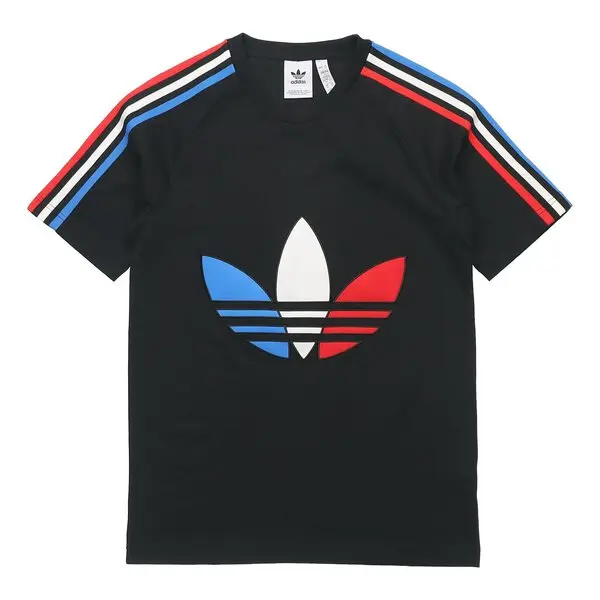 Adidas Originals Tricol Logo Printed Crew Neck Short Sleeve - Black